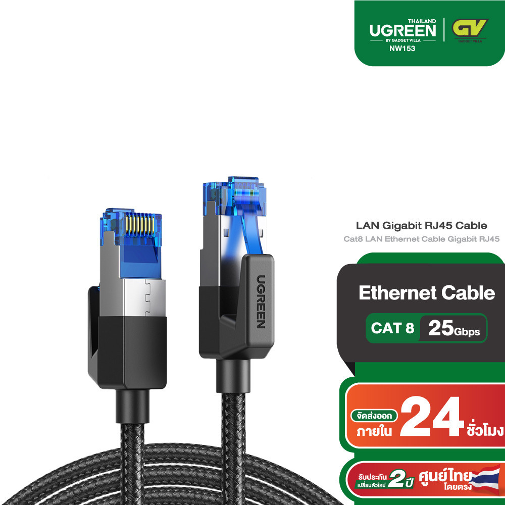 UGREEN รุ่น NW153 สายแลน Cat8 LAN RJ45 Ethernet Cable 2000MHz Bandwidth ...