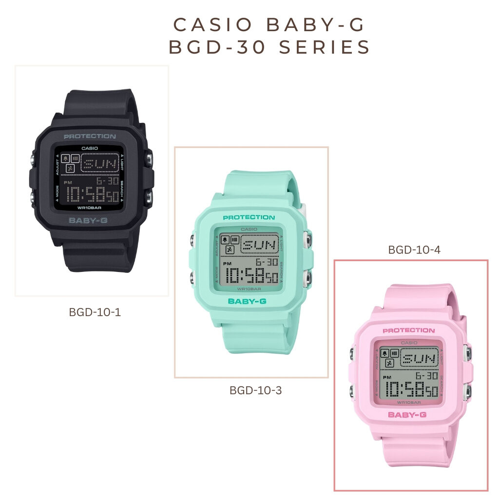 CASIO นาฬิกาข้อมือผู้หญิง BABY-G BGD-10 Series รุ่น BGD-10-1 BGD-10-3DR BGD-10-4 สายเรซิน (CMG ...