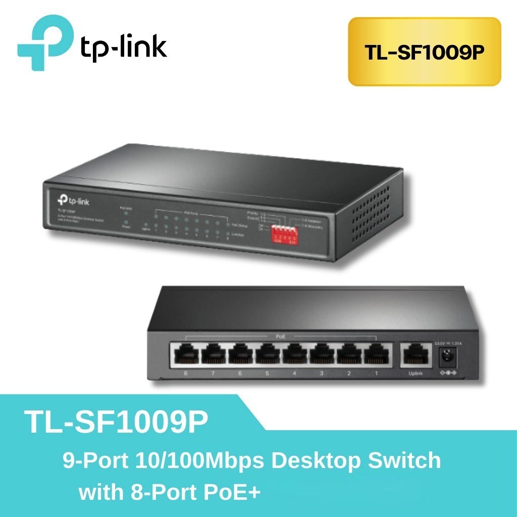 TP-LINK TL-SF1009P 9-Port 10/100Mbps Desktop Switch with 8-Port PoE+ ประกัน SYNNEX | Shopee Thailand