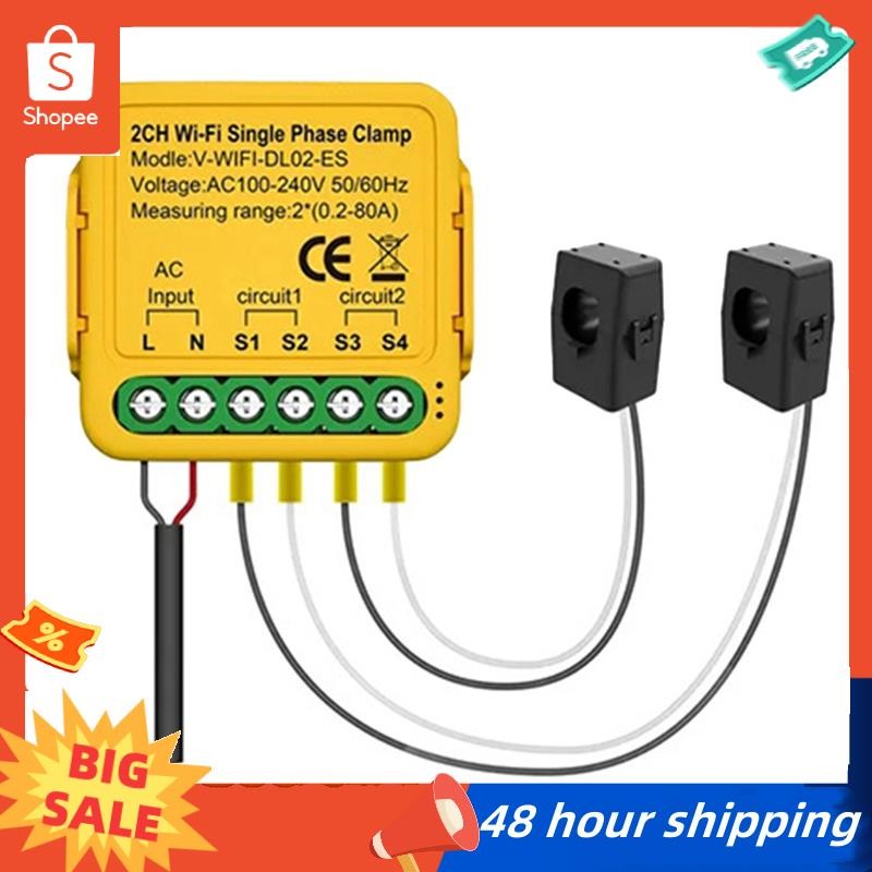 พร้อมสต็อก Tuya Wifi Smart Power Meter พร้อม Current Transformer Sensor Clamp 80A Energy Meter ...