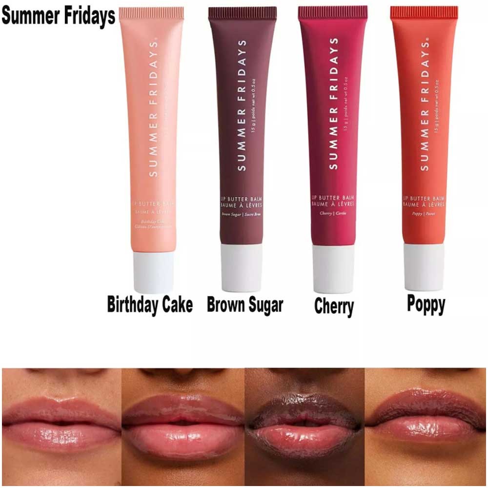 SUMMER FRIDAYS Lip Butter Balm~Birthday Cake~Brown Sugar~Cherry~Poppy ...