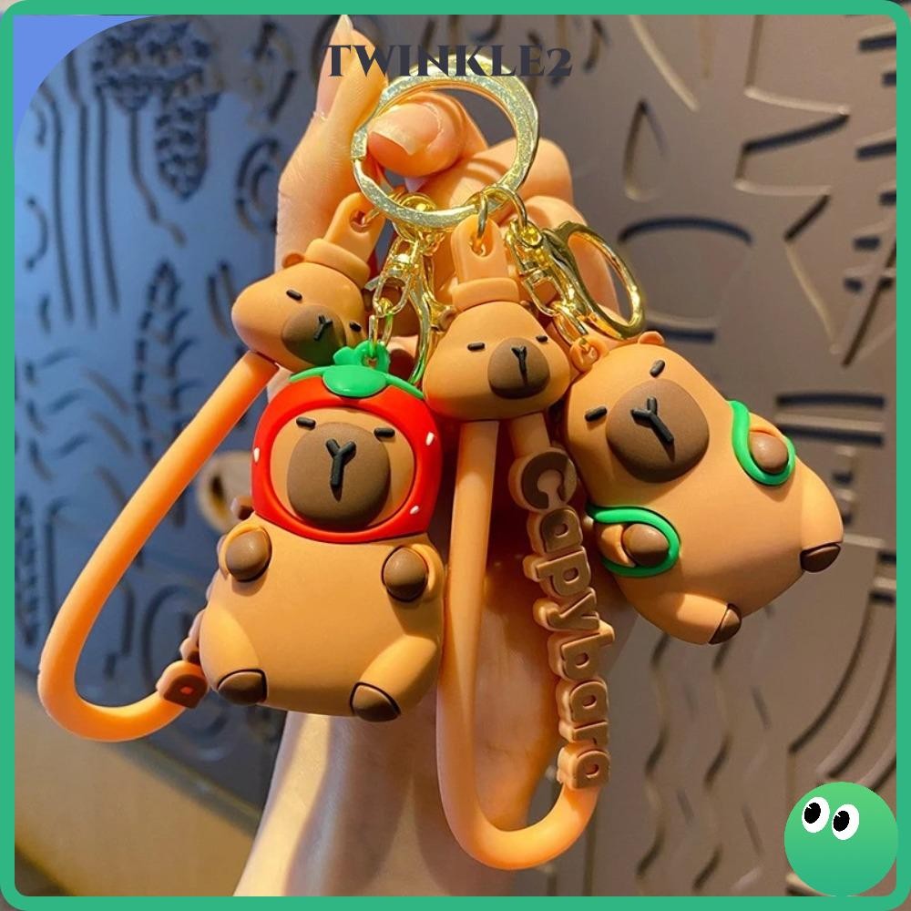 Twinkle Capybara พวงกุญแจ, พวงกุญแจรถสัตว์จี้การ์ตูน Capybara พวงกุญแจ, กระเป๋า PVC อุปกรณ์เสริม ...