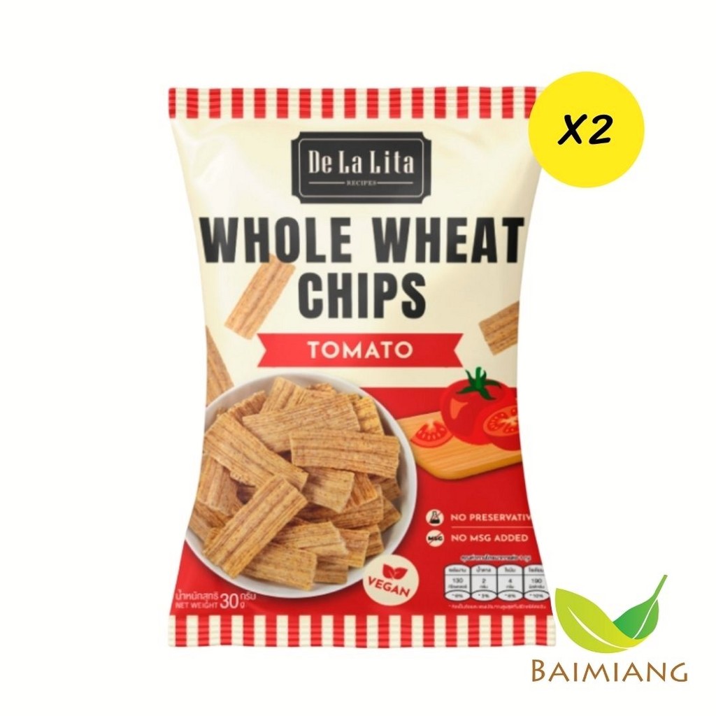 [2 ซอง] De La Lita ขนมอบกรอบโฮลวีต รสมะเขือเทศ ขนาด 30 g. (05161-2) | Shopee Thailand