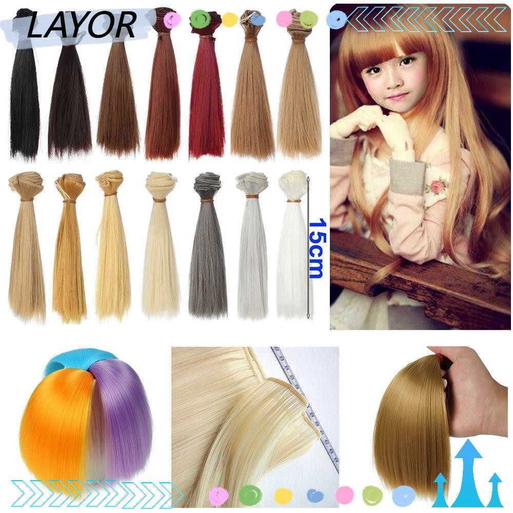 LAYOR 1PC วิกผมอุณหภูมิสูงลวดใยสังเคราะห์ 15 สี DIY ตุ๊กตาอุปกรณ์เสริม ...