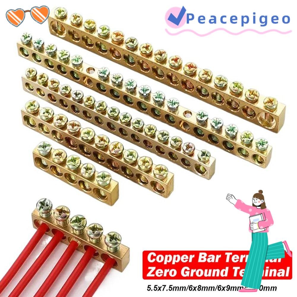 PEACEPIGEO เทอร์มินัลบาร์ทองแดง, พร้อมสกรูรูหลายสเปค, ขั้วต่อสายไฟสายดินทองแดงบล็อกไฟฟ้า ...