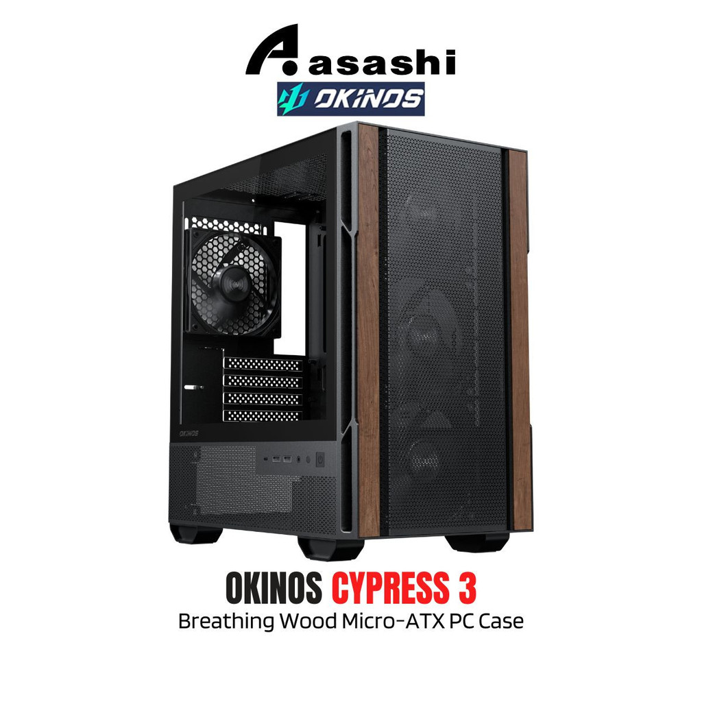 OKINOS Cypress 3 Breathing Wood Micro-ATX PC Case - พัดลม PWM 4x ...