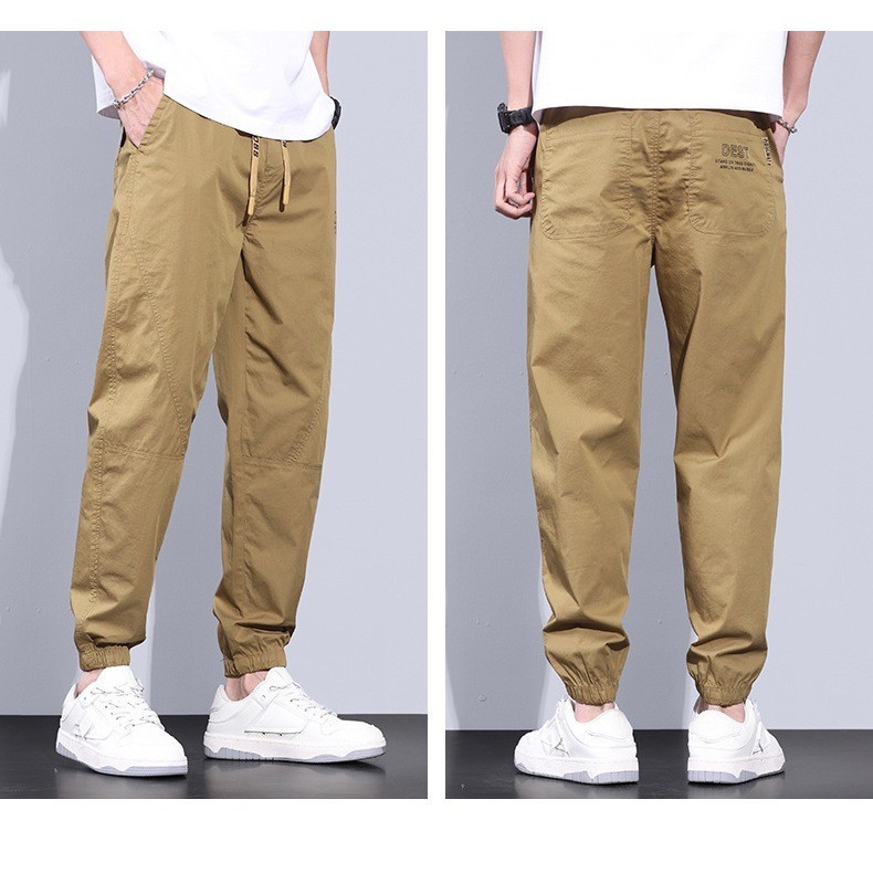 LEOSHOP กางเกงขายาวผู้ชาย แฟชั่น กางเกงเอวยางยืด ขาจ้ำ ทรงสวยมีกระเป๋า ...