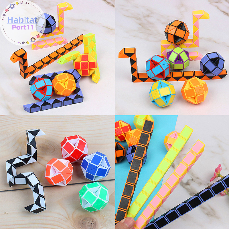 Habitatport 1 PC 3D Magic Cube เด็กการศึกษา Intelligence Magic งูไม้บรรทัด Rubik Rubic Cube ...