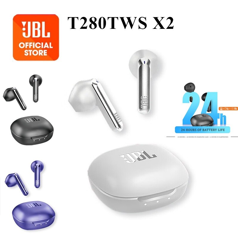 Jbl T280 TWS X2 หูฟังบลูทูธไร้สายที่แท้จริงหูฟังชนิดใส่ในหูรองรับตัดเสียงรบกวนกีฬาหูฟังกันน้ํา ...