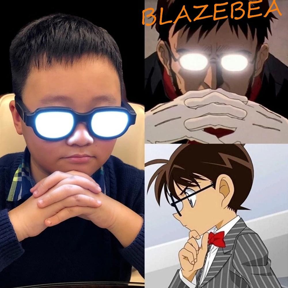 Blazebea ไฟ LED แว่นตาตลก Props Carnaval Party ญี่ปุ่นอะนิเมะ Ikari Gendou คอสเพลย์นักสืบ Conan ...