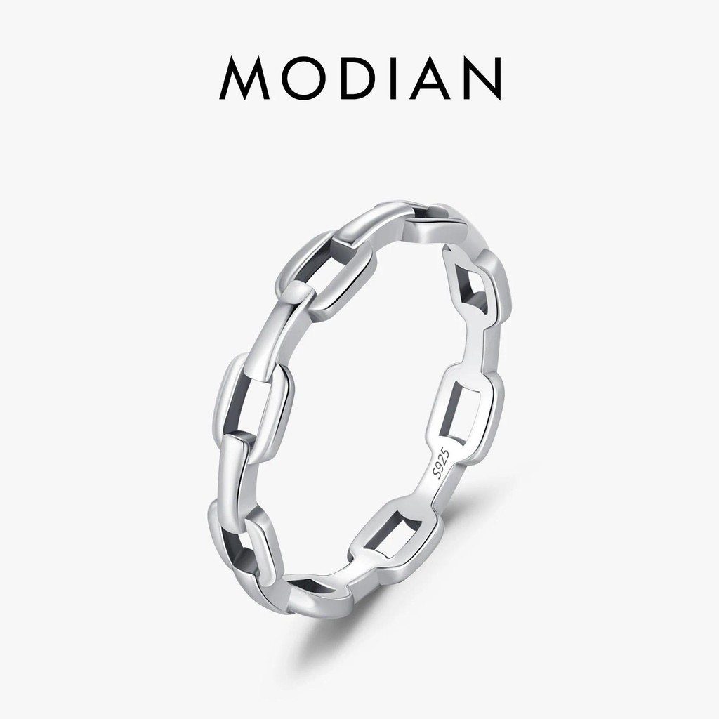 Modian 925 เงินสเตอร์ลิงทุกวัน Retro ล็อค Eternity Bands แหวน Vintage Stackable Party Fine ...