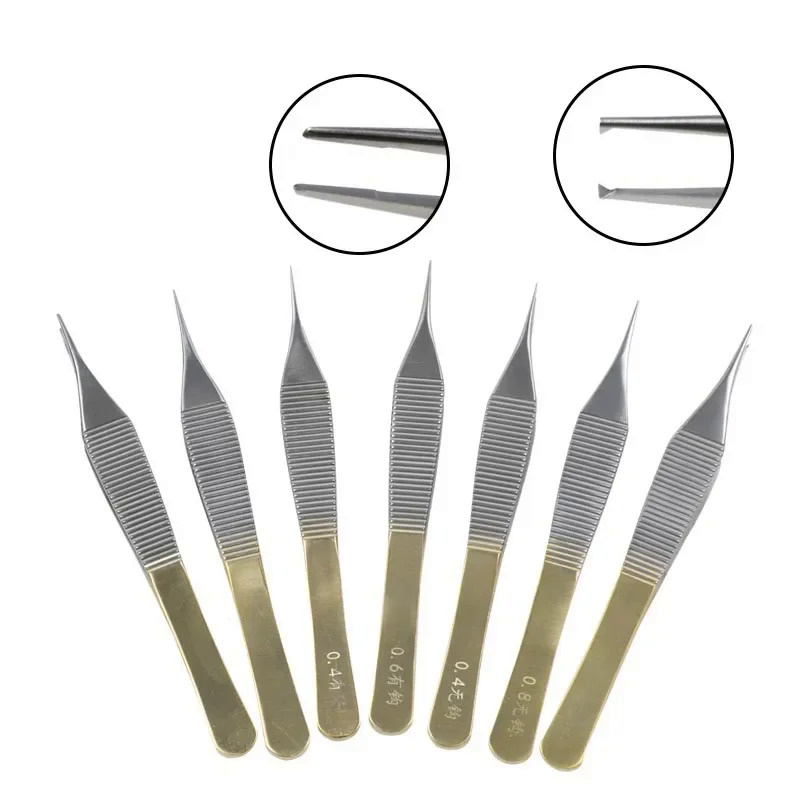 Stainless Steel Tissue Forceps Golden Handle Forceps with Platform ...