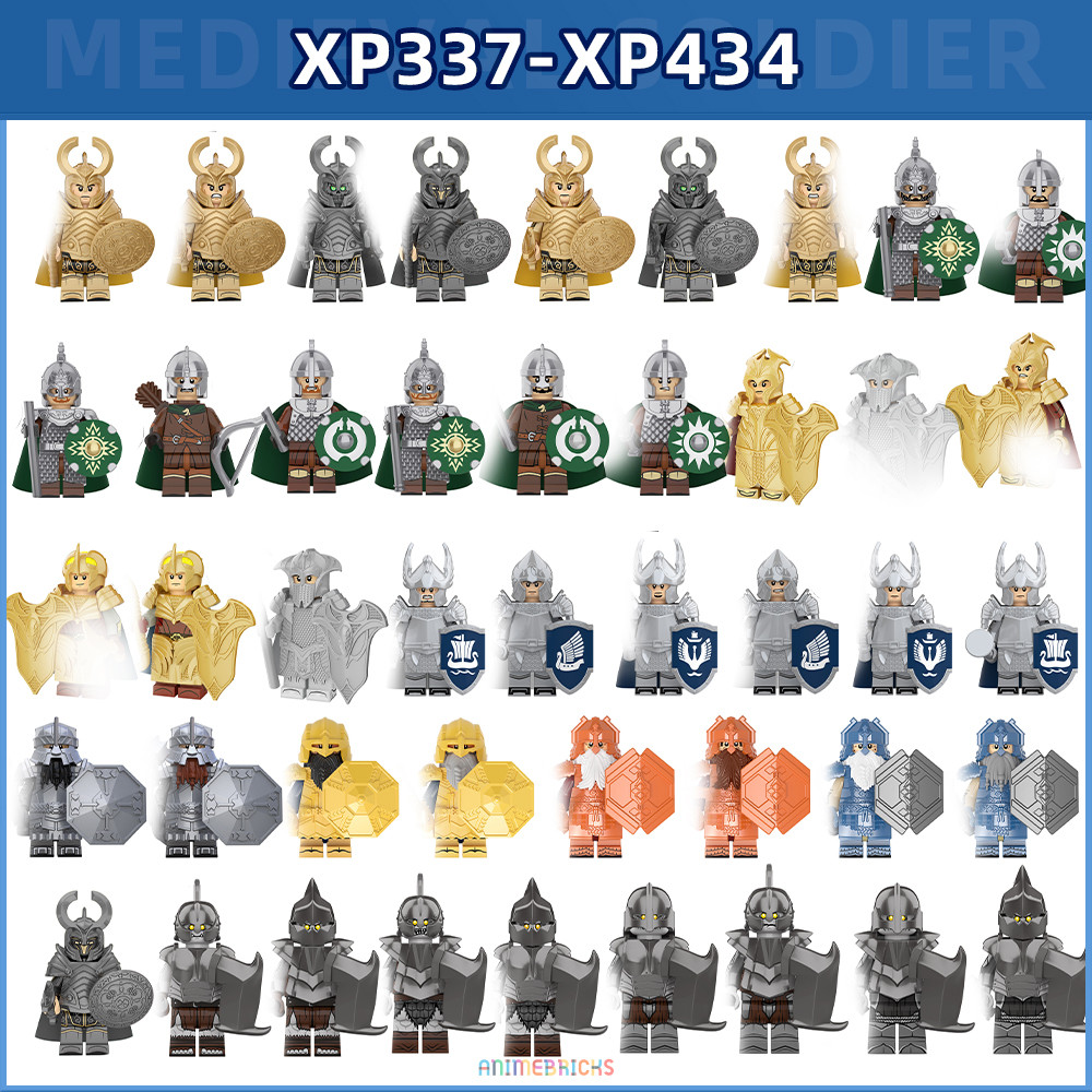 ยุคกลางซีรีส์ทหาร Minifigure Asgard Knight Shield Dwarf Orc Warrior ...
