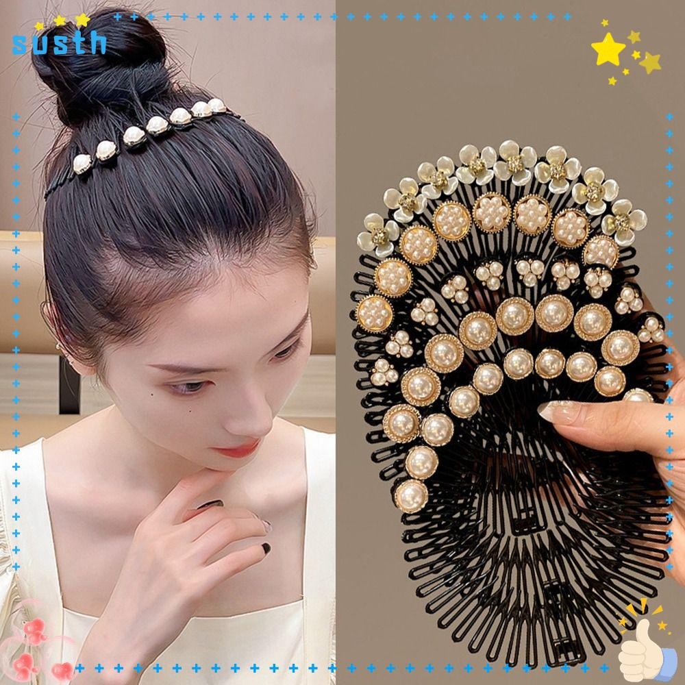 SUSTH หวีสำหรับคาดผม อุปกรณ์ตกแต่งผม คลิปลูกปัดสำหรับผม สไตล์แฟชั่น ...