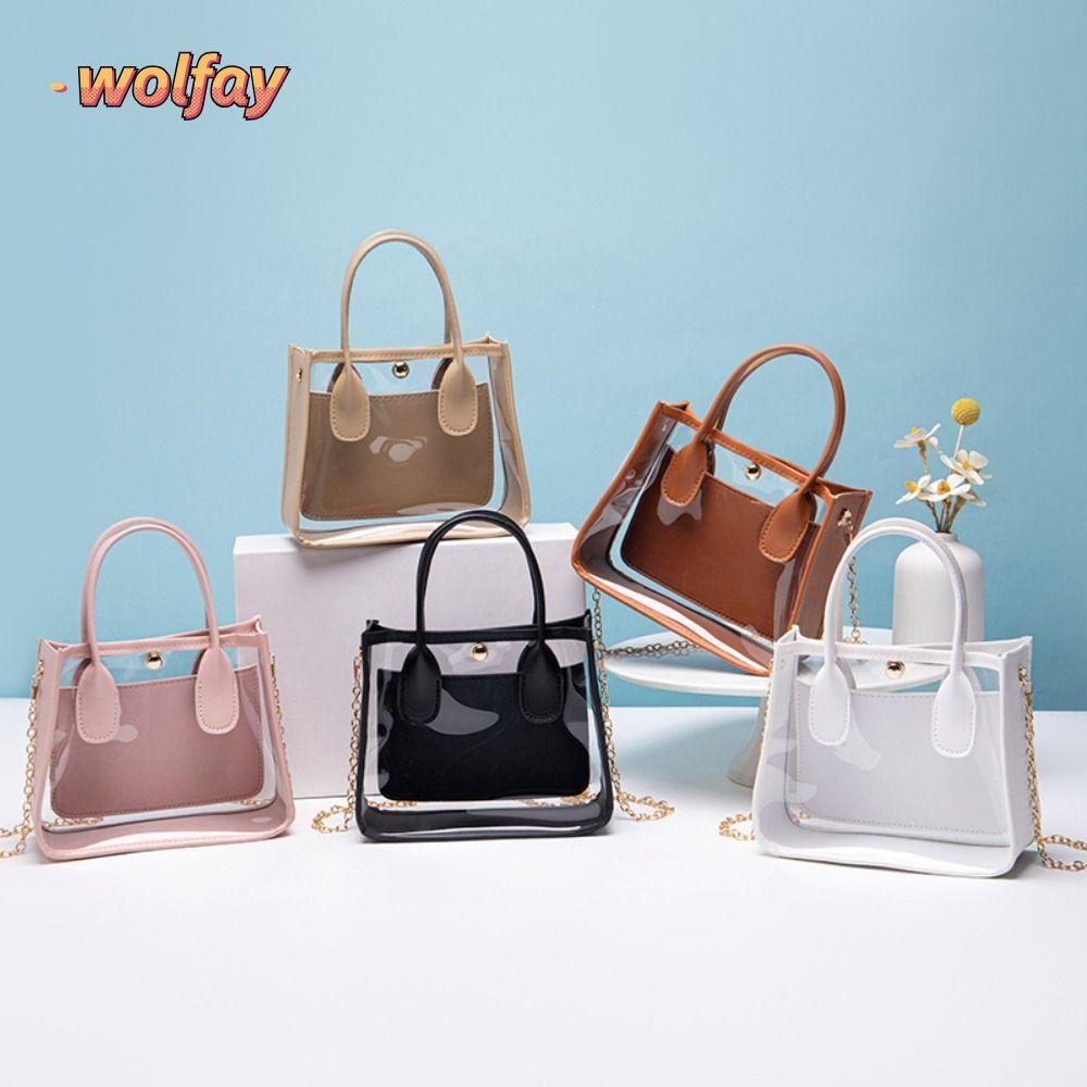 YOLANDA Chain Crossbody Bag ขนาดเล็ก สไตล์เจลใส PVC ใช้งานได้หลากหลาย ...