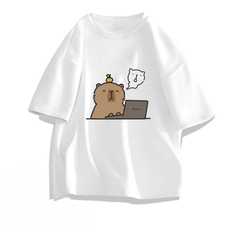 เสื้อยืดแขนสั้นลายการ์ตูนลำลองผ้าฝ้ายคู่รักน่ารัก R | Shopee Thailand