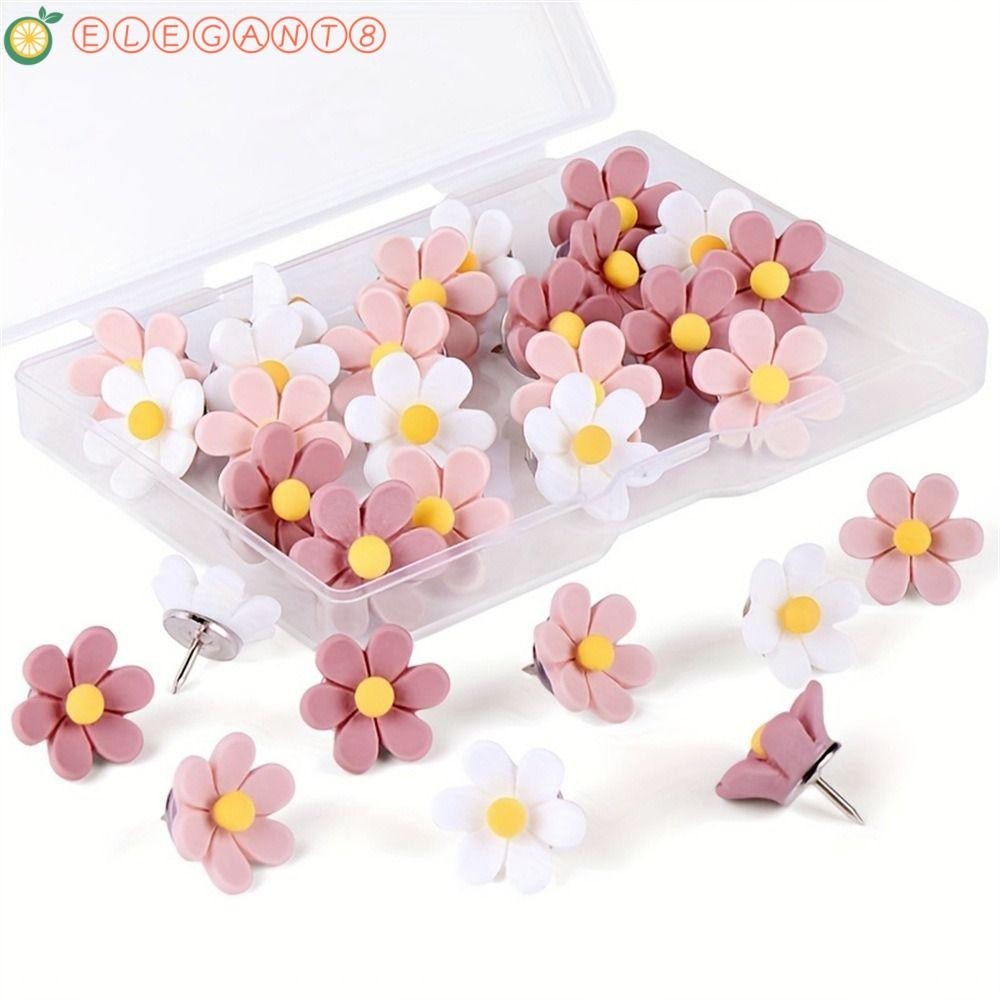 Aelegant 20/30/50 ชิ้นบอร์ด Push Pin, Photo Wall Decor DIY หกกลีบดอกไม้ ...