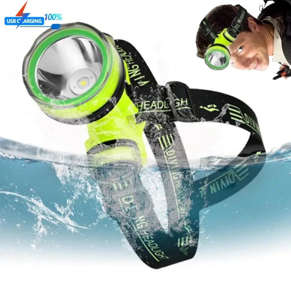 โคมไฟหัว Led กันน้ํา Dive Head Light IPX8 กันน้ํา USB ชาร์จไฟดําน้ํา ...
