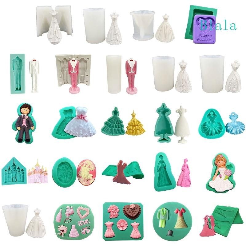 Blala ชุดแต่งงานซิลิโคน Moulds ช็อกโกแลตมูสเค้ก Moulds DIY ปูนปลาสเตอร์เรซิ่น Art Moulds Moulds ...
