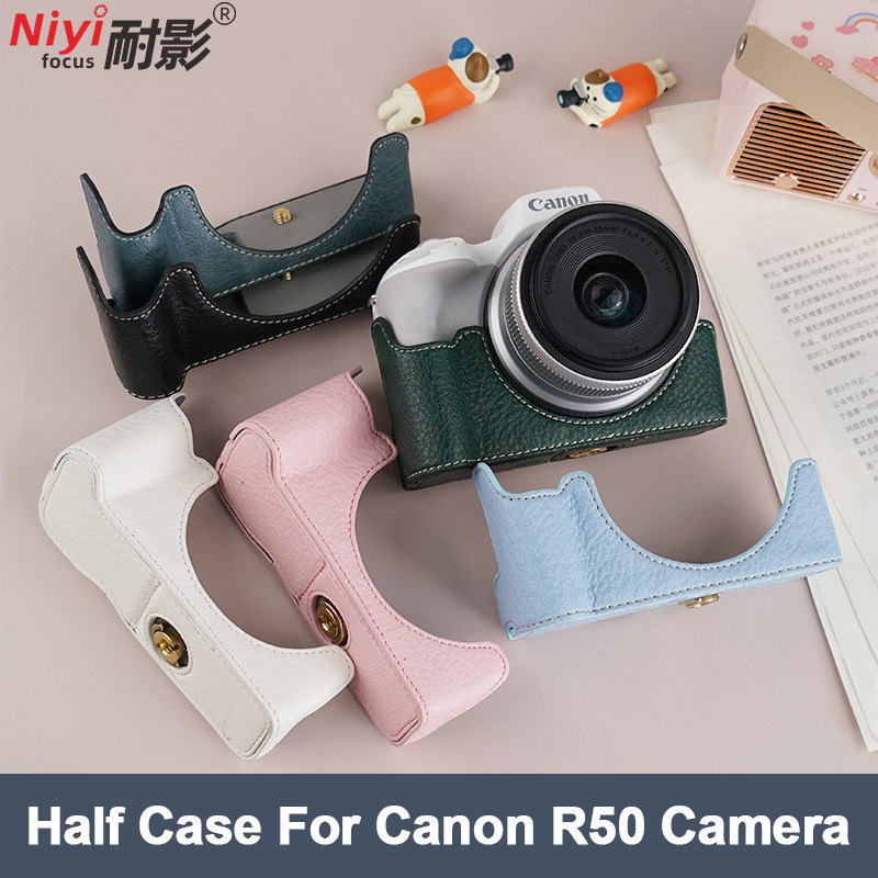 เคสฐานกล้องหนัง PU Canon EOS R10 R50 R100 ลายลิ้นจี่หนังฐานป้องกัน ...