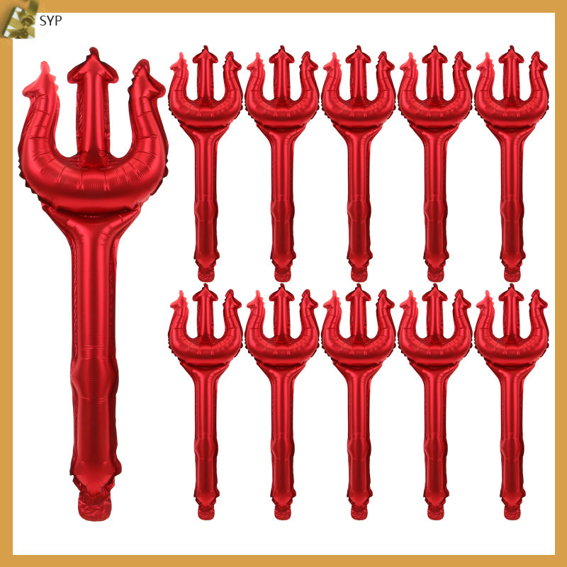 🎃🎃 25 ชิ้น Devils Horned Trident Party บอลลูนฮาโลวีนอุปกรณ์ตกแต่ง ...