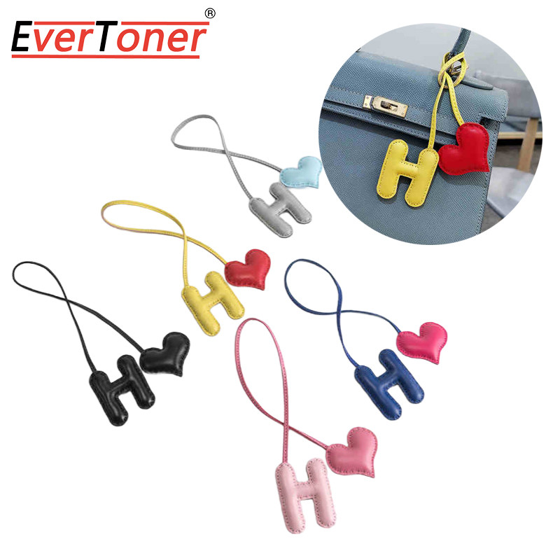 Evertoner ใหม่หนังแกะแท้ตัวอักษรภาษาอังกฤษ FHJK Heart Charm อุปกรณ์ ...