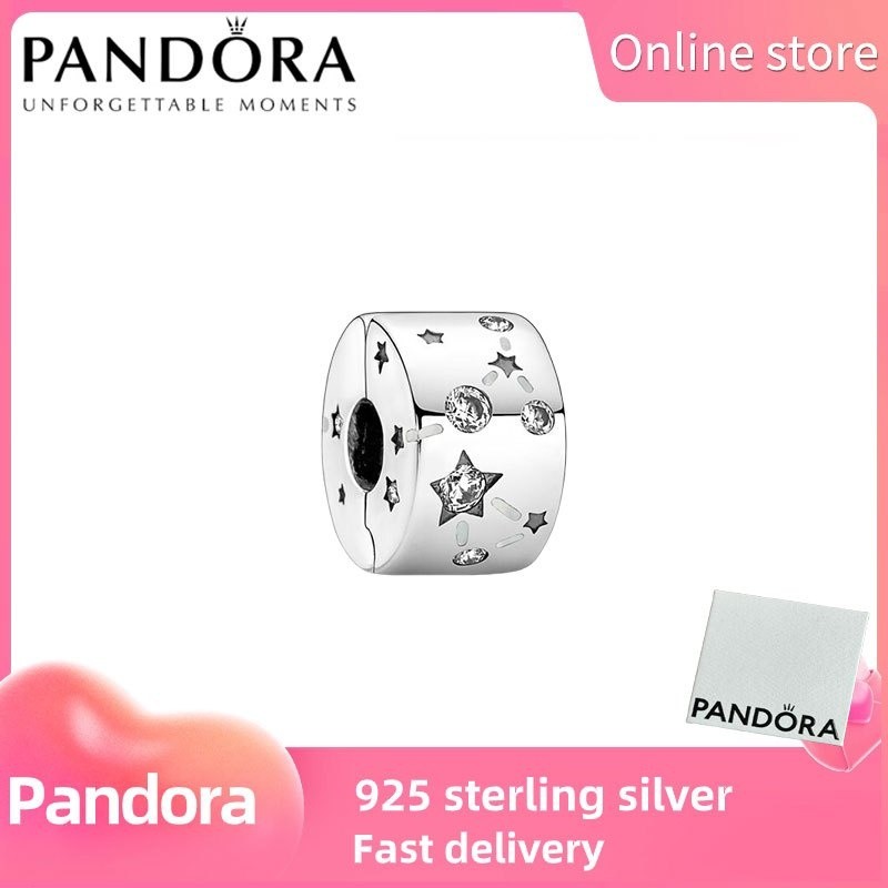 100% ของแท้ เงินสเตอร์ลิง S925 PANDORA [ 790010 C01]เสน่ห์คลิปดาวและ ...