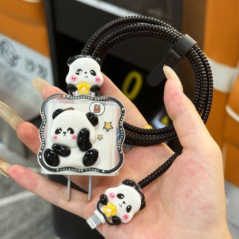 น่ารัก Panda Charger สําหรับ iPhone 18 W/20 W การ์ตูนชาร์จ Protector 5 ...