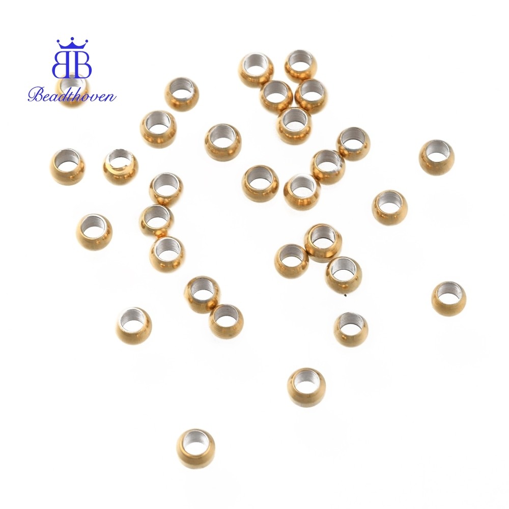 .interval beads 50ชิ้น ทำด้วยสแตนเลส304เคลือบไอออน(IP) สีทองขอบ3x2 ...
