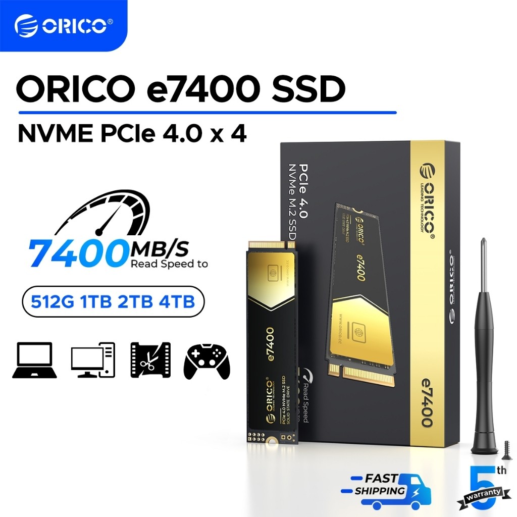ORICO E7400 M.2 NVMe SSD PCIe 4.0 สูงสุด 7400MB/s 512GB 1TB 2TB 2280 ...