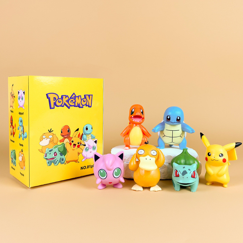 ฟิกเกอร์อนิเมะ Pokémon Pikachu Jenny Turtle กล่องตกแต่งตุ๊กตาโมเดลโปเก ...