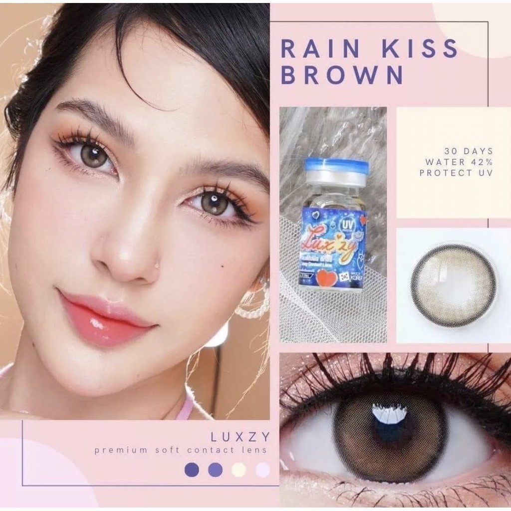 คอนแทคเลนส์(กลาง)🔥Rain Kiss🔥(LuxzyLens) สี : Brown / Gray รายเดือน มีค่าสายตา | Shopee Thailand