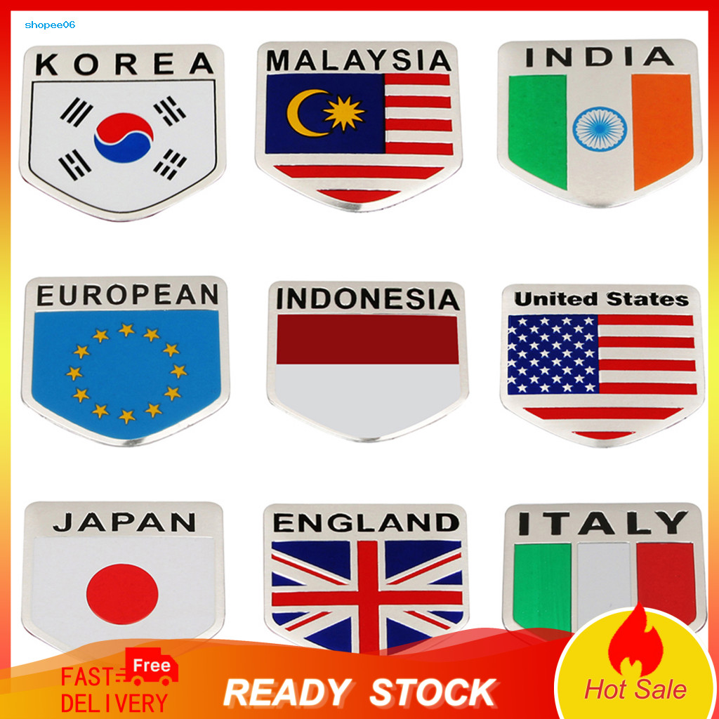 Setn 3D National Flag Car Auto Body กันชนหน้าต่างสัญลักษณ์ Badge Decor Decals สติกเกอร์ | Shopee ...