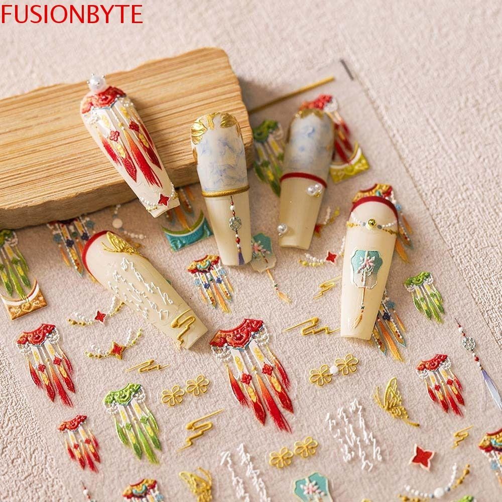 Fusionbyte สติ๊กเกอร์ติดเล็บดอกไม้จีน, Phoenix มงคลเมฆดอกเบญจมาศดอกไม้จีนผีเสื้อสติ๊กเกอร์ติด ...