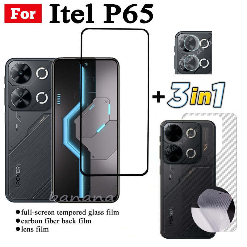 3 IN 1 Itel P65 ฟิล์มกระจกนิรภัยสําหรับ Itel P 65 P6 5 คลุมทั้งหมด ...