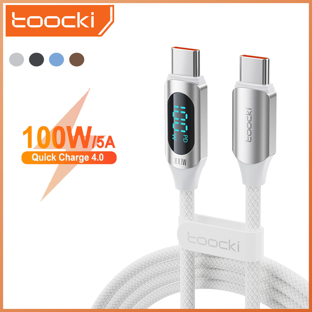 Toocki 100W CC PD LED Digital Display Cable 6A USB Type C Data Wire ...