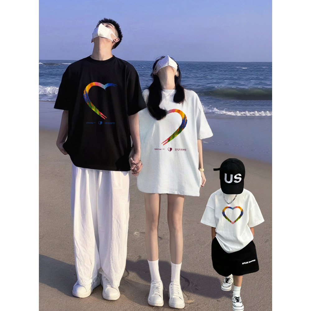 🔥พร้อมส่ง&COD🔥RINA STUDIO เสื้อยืด ผู้ใหญ่ หัวใจสี สไตล์ลำลอง ชุดพ่อแม่ลูกเสื้อครอบครัวสามคน ...
