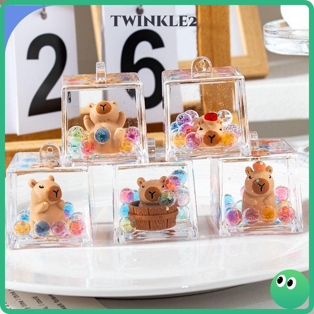 จี้ขวดลอย TWINKLE Capybara, Capybara DIY พวงกุญแจขวดทรายดูด, จี้ Capybara น่ารักเครื่องประดับขวด ...