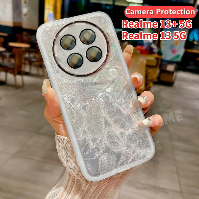Realme 13 + 5G 2024 Glitter Feather รูปแบบซิลิโคนนุ่มสําหรับ Realme 13 ...