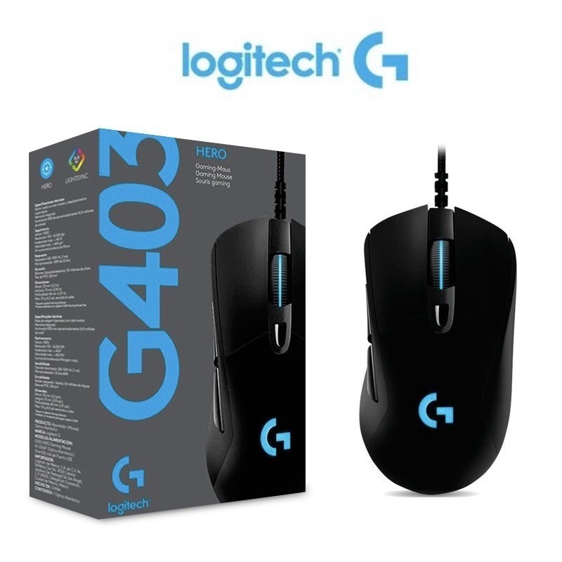 Logitech G403 Gaming Mouse RGB, HERO sensor 25,600 DPI - Black (เมาส์ ...