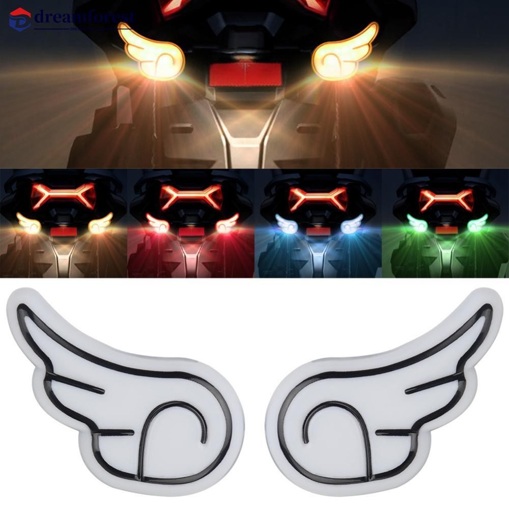 DFS 2 ชิ้นรถจักรยานยนต์ LED Angels Wings ไฟไฟเลี้ยวโคมไฟรถจักรยานยนต์ไฟ ...