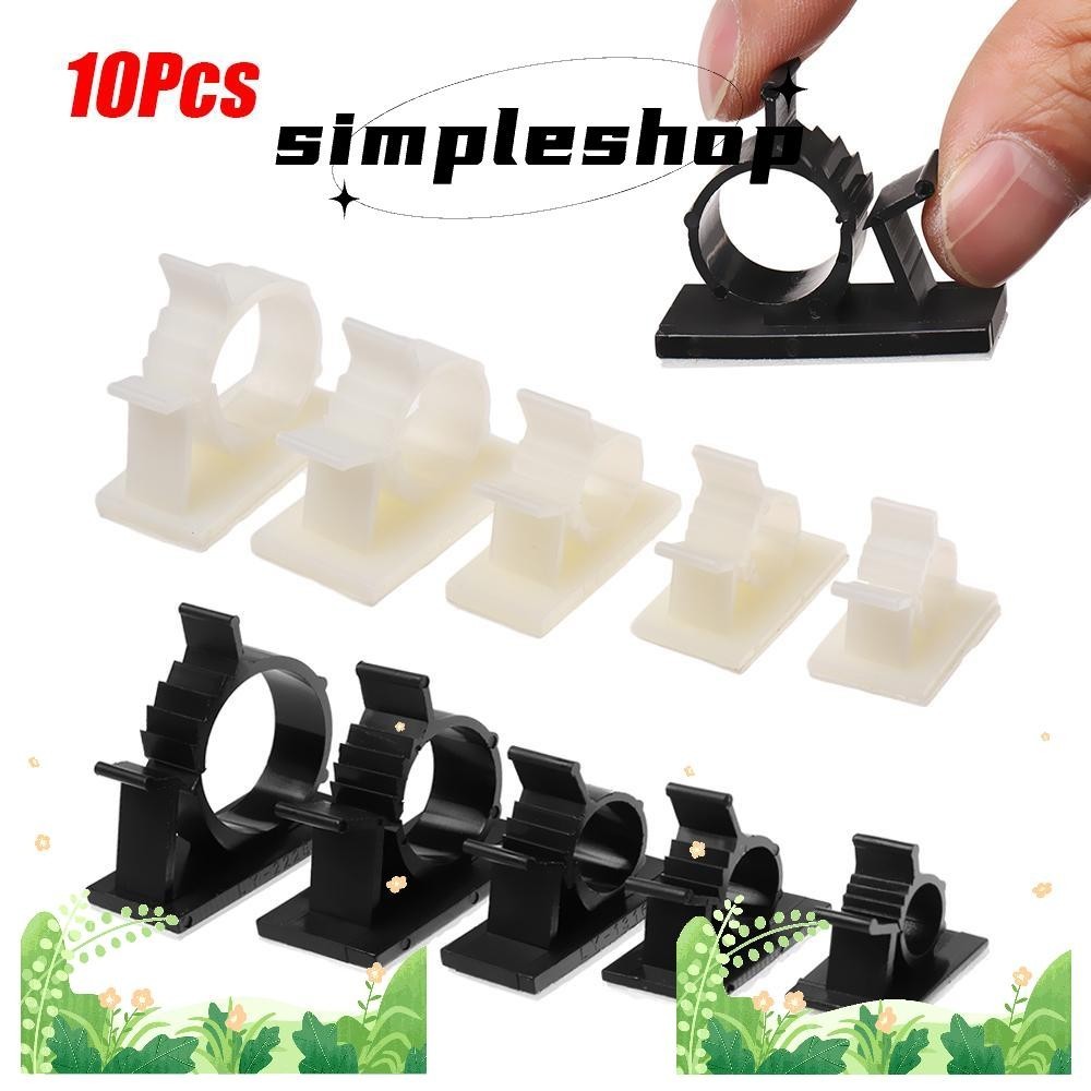 Simple 10 ชิ้นคลิปสายเคเบิลพลาสติก Self-กาว Organizer Clamp Fastener ...