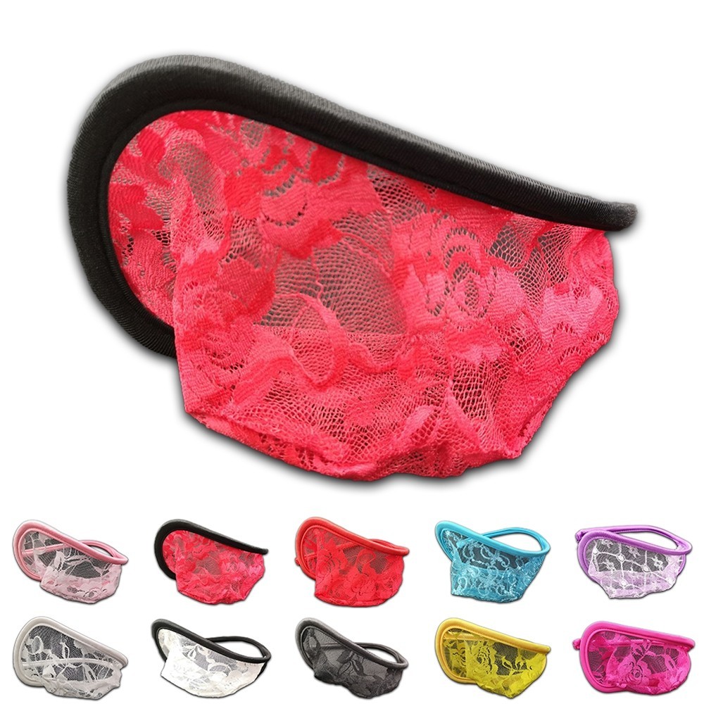 [ch]กางเกงชั้นในจีสตริงบุรุษ Crotchless Lace Sheer Bulge Pouch Briefs Thong ชุดชั้นใน Shopee