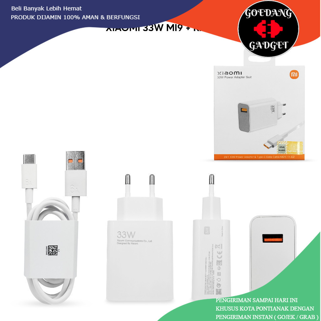 33w CHARGER XIAOMI 33 WATT FAST CHARGING 33WATT ORI CAS XIAOMI MDY-11 ...