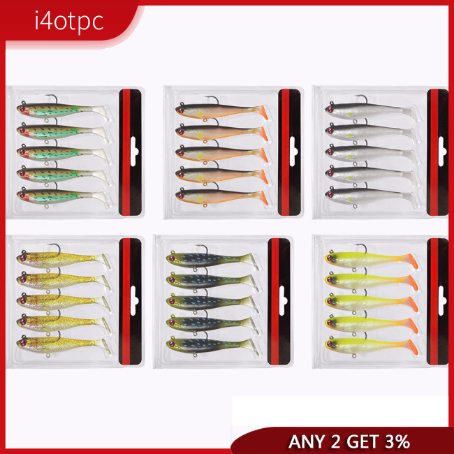 I4otpc 5pcs/6pcs Soft Lures Swimbaits พร้อมตะขอเหยื่อจม, Soft Paddle Tail Fishing Swimbaits ...