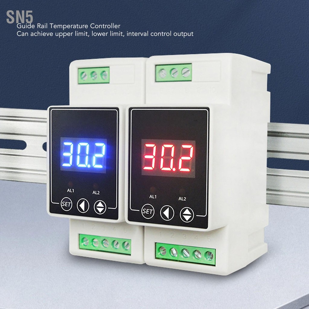 SN5 คู่มืออุณหภูมิเครื่องทำความร้อนเทอร์โมดิจิตอล 2 รีเลย์ทรงกระบอก Probe เมตร AC100-240V ...