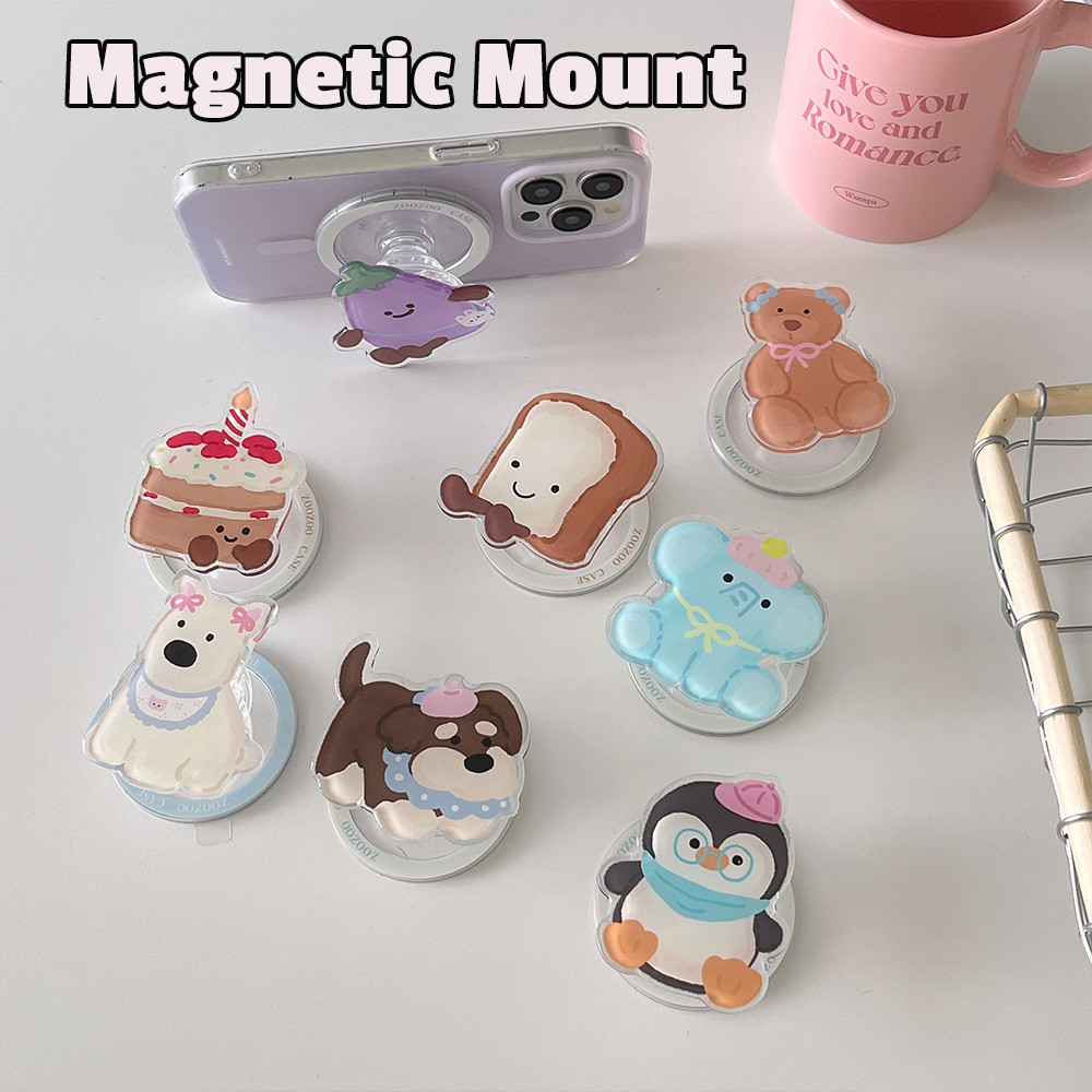 น่ารัก Puppy Cat Penguin Toast ขาตั้งแม่เหล็ก Grip Tok Griptok Stand Holder Bracket กระจกนิรภัย ...