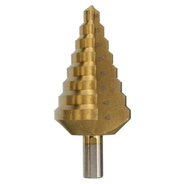 1pc 8 steps 10mm 15mm 20mm 25mm 30mm 35mm 40mm 45mm Titanium HSS Step ...