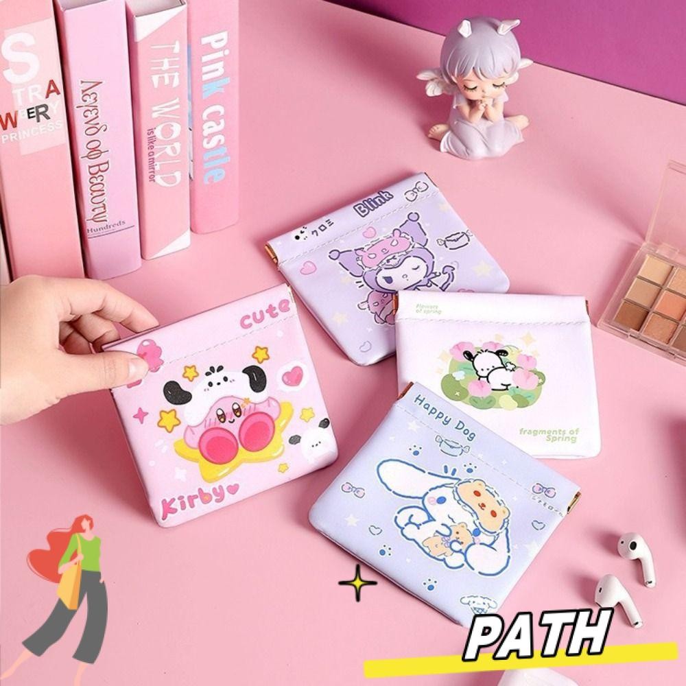 Path Mini Makeup Bag, กระเป๋าเก็บของหลากสีลายการ์ตูน, สายดาต้า PU ...