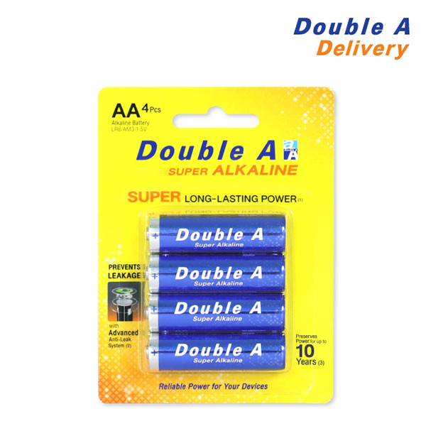 Double A ถ่านอัลคาไลน์ AA แพ็ก 4 ก้อน (AA Super Alkaline AA:S11/B22 ...